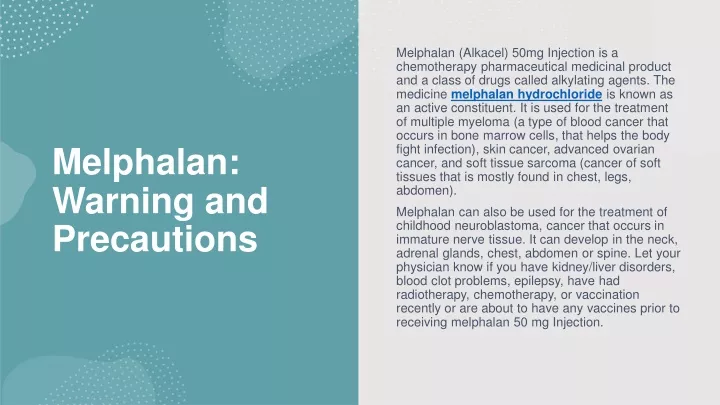 PPT - Melphalan Warning and Precautions PowerPoint Presentation, free ...