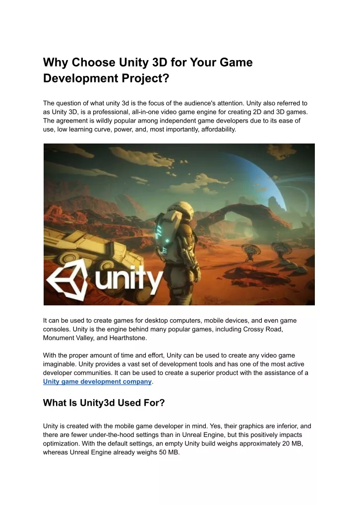 PPT - Why Choose Unity 3D For Your Game Development Project PowerPoint ... PPT - Why Choose Unity 3D For Your Game Development Project PowerPoint ...