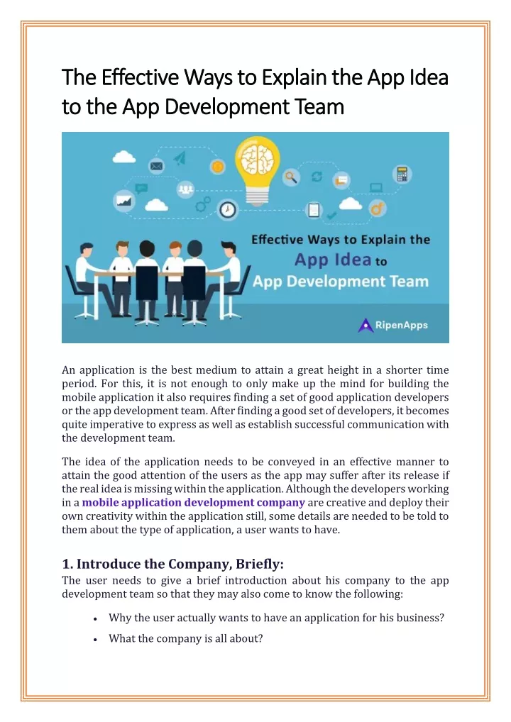PPT - The Effective Ways to Explain the App Idea to the App Development ...