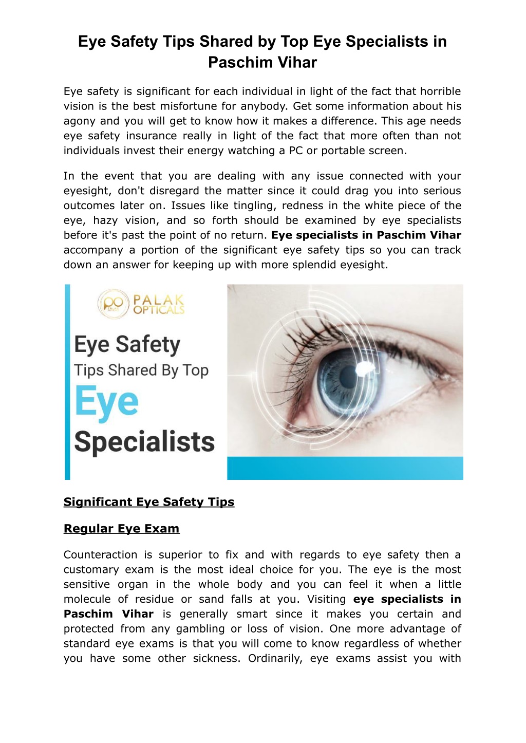 PPT - Eye Safety Tips Shared by Top Eye Specialists in Paschim Vihar ...