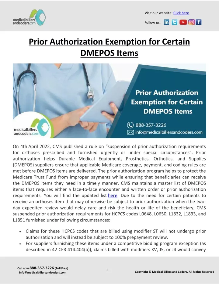 PPT - Prior Authorization Exemption for Certain DMEPOS Items PowerPoint ...
