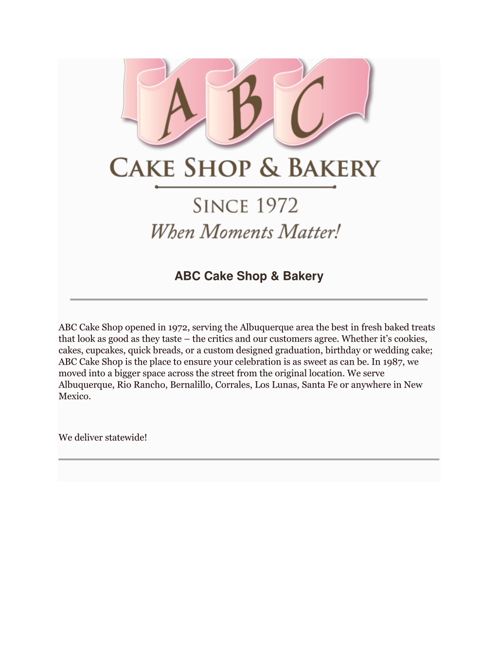 PPT - ABC Cake Shop & Bakery – a well-loved Albuquerque tradition since ...