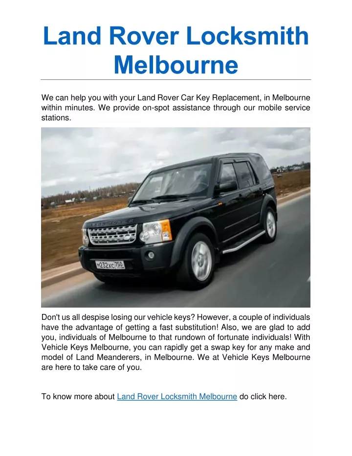 Ppt Land Rover Locksmith Melbourne Powerpoint Presentation Free