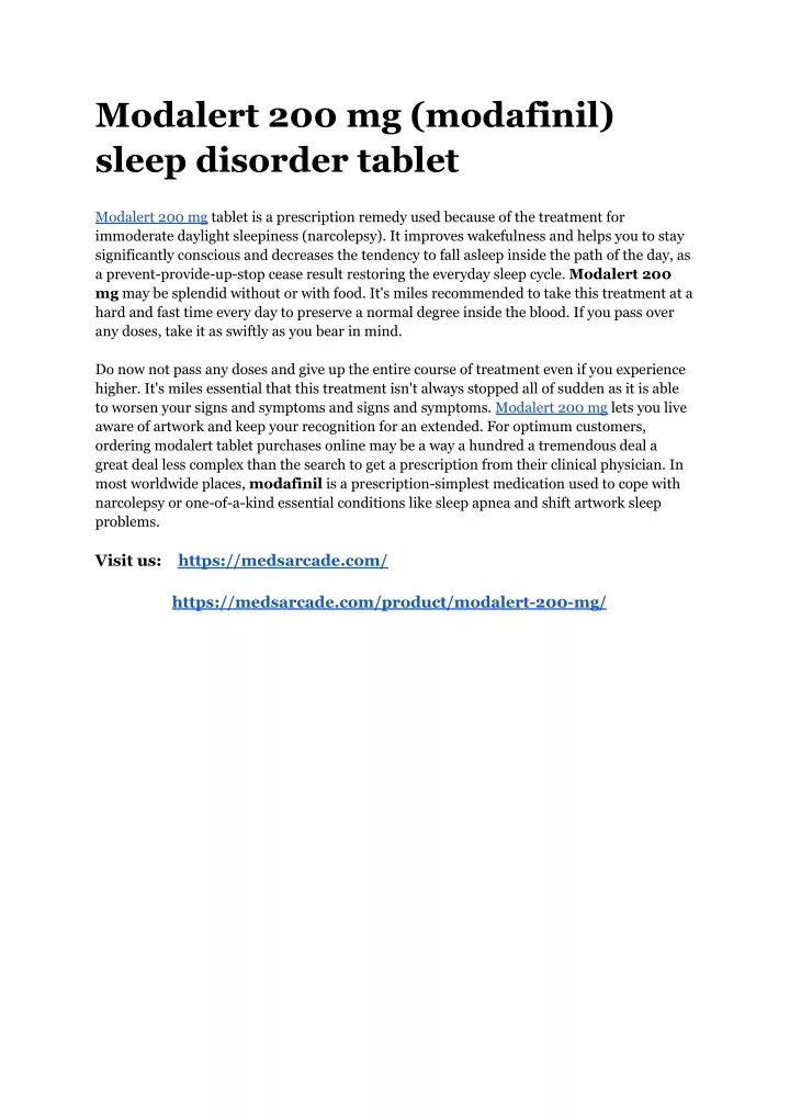 PPT - Modalert 200 mg (modafinil) sleep disorder tablet PowerPoint ...
