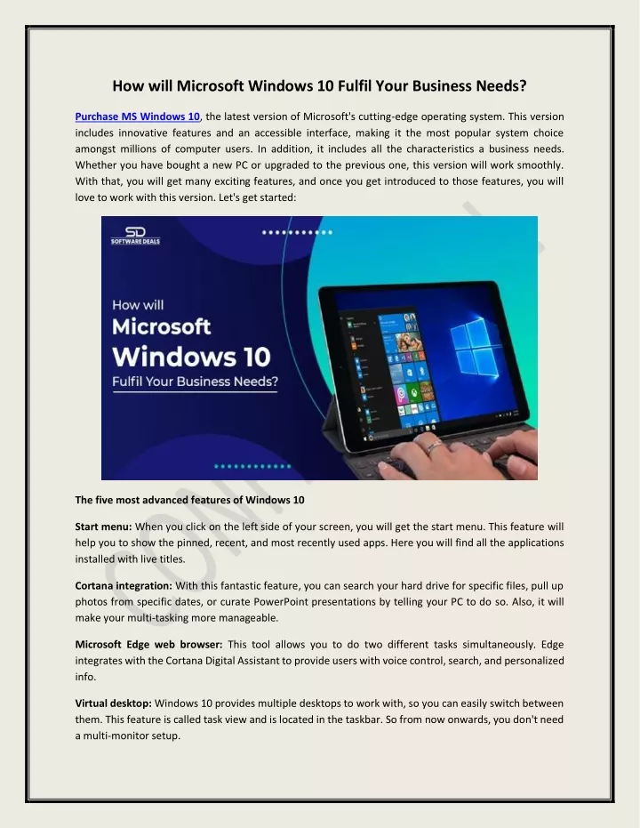 PPT - Windows 10 Fulfil Your Business Needs PowerPoint Presentation ...