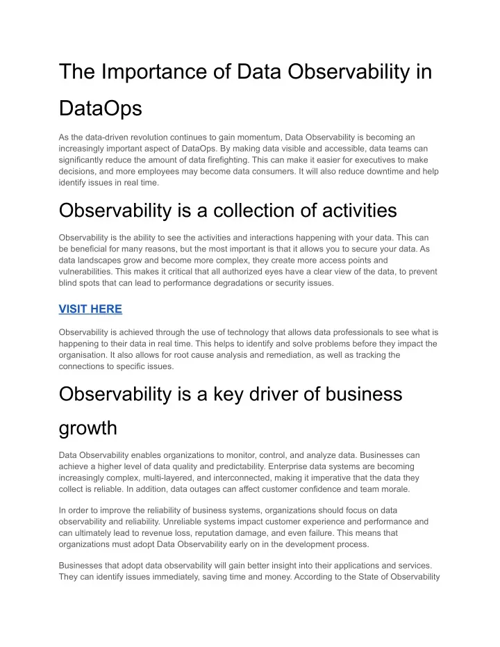 Ppt The Importance Of Data Observability In Dataops Powerpoint