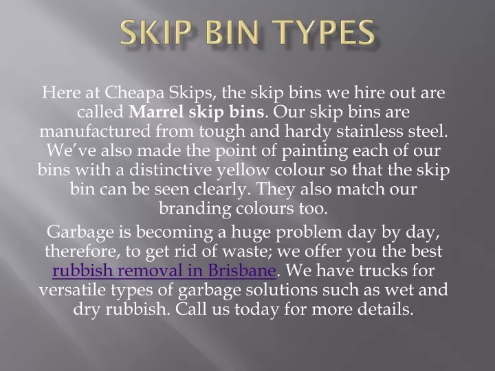 PPT - Skip Bin Types PowerPoint Presentation, free download - ID:11689732