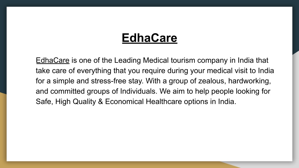PPT - EdhaCare - Best Medical Tourism Company PowerPoint Presentation, free download - ID:11689763
