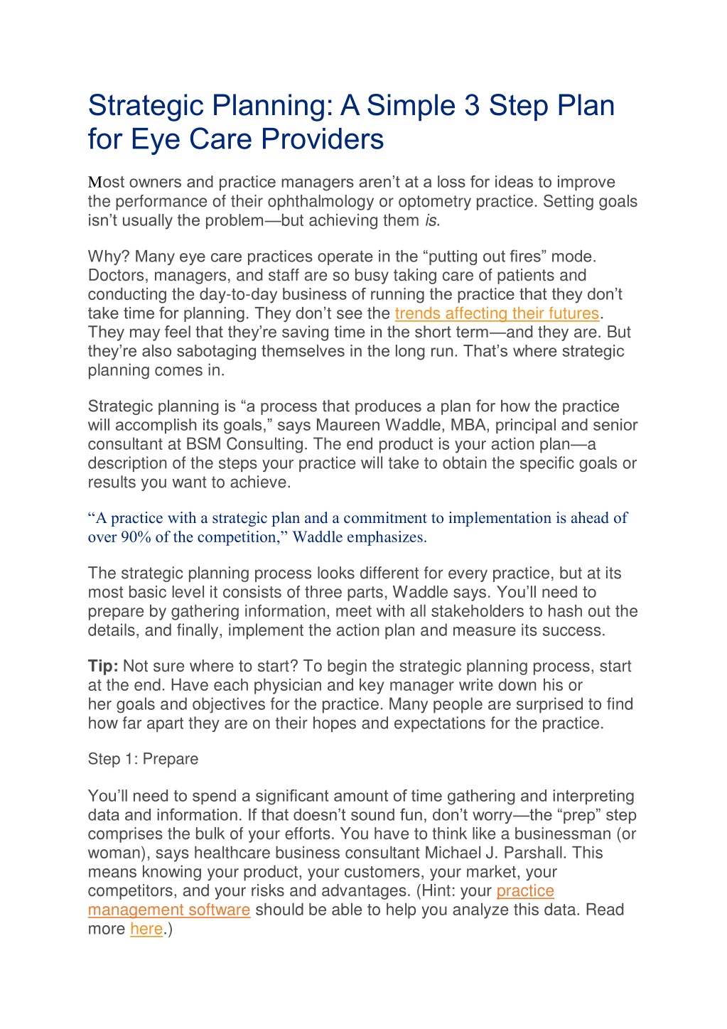 PPT - Strategic Planning: A Simple 3 Step Plan for Eye Care Providers ...