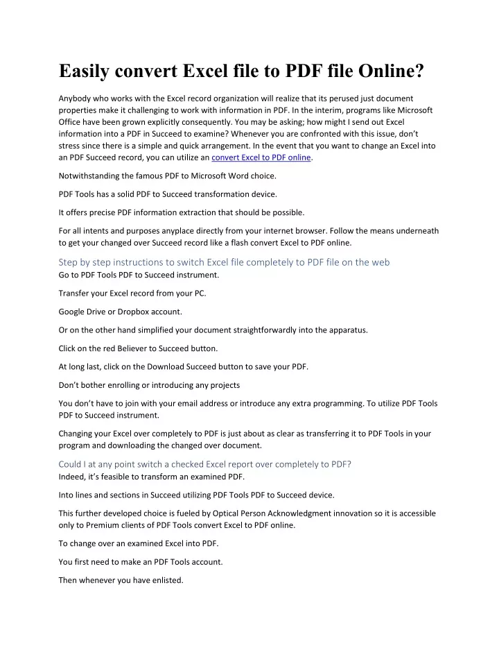 PPT Easily Convert Excel File To PDF File Online PowerPoint Presentation ID 11691035