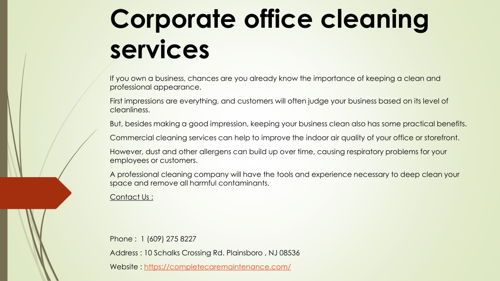 PPT - Corporate office cleaning services PowerPoint Presentation, free ...