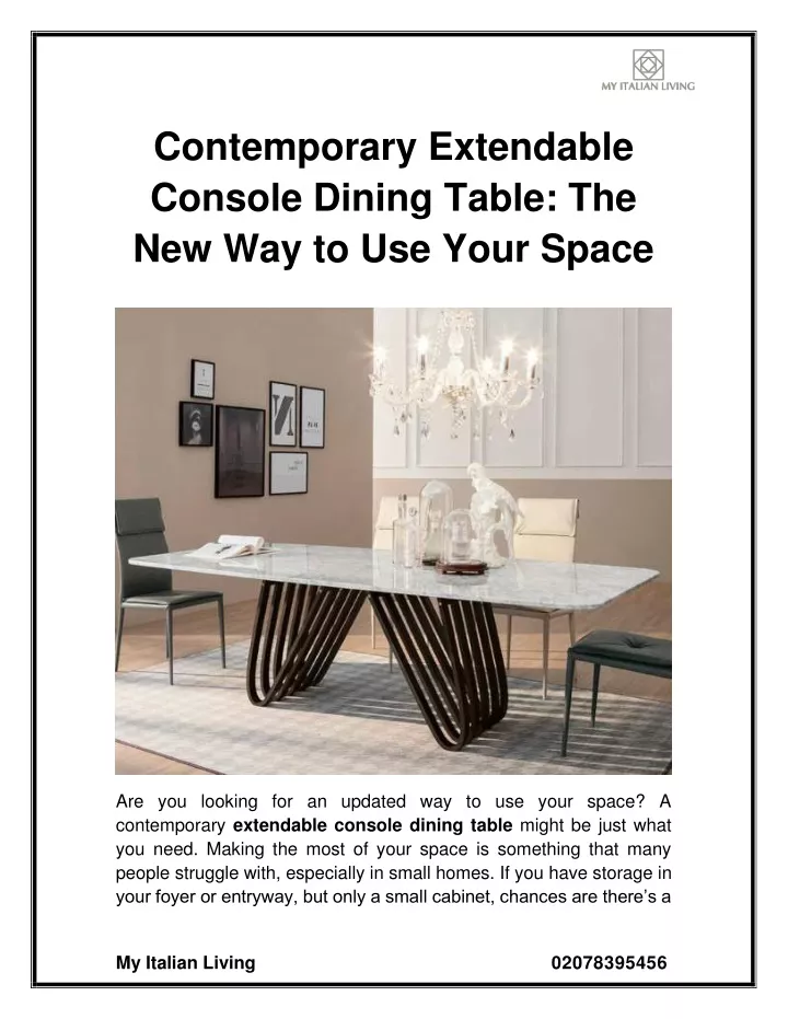 PPT - Contemporary Extendable Console Dining Table The New Way to Use ...