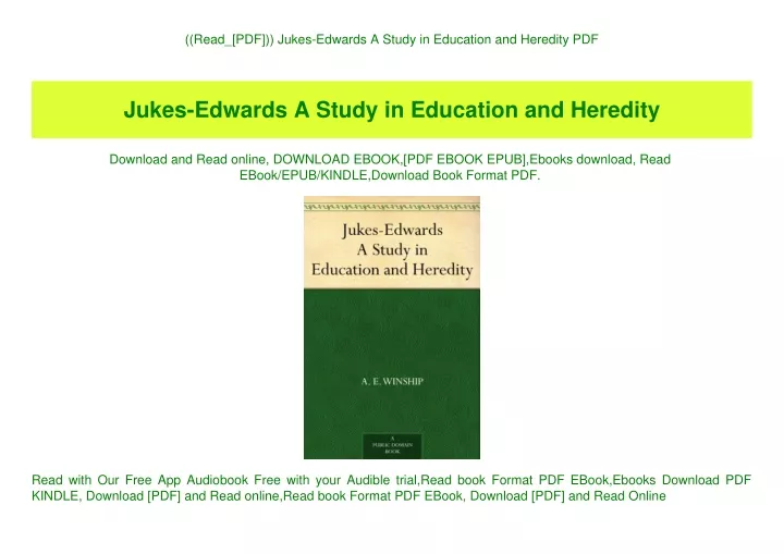 PPT - ((Read_[PDF])) Jukes-Edwards A Study in Education and Heredity ...