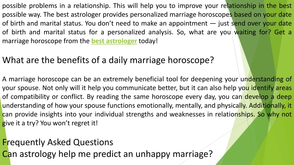PPT - The best astrologer offers horoscope Matching for marriage that ...