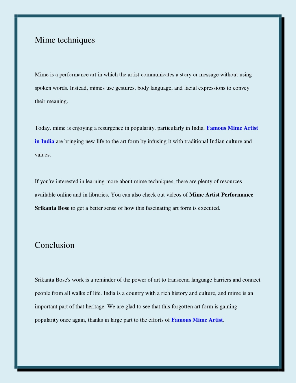 PPT - Famous Mime Artist The Forgotten Art Form Gains Popularity In ...