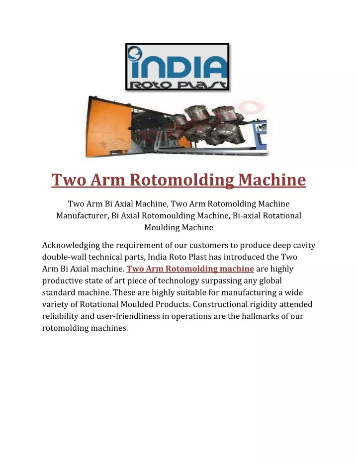 PPT - Two Arm Rotomolding Machine PowerPoint Presentation, free ...