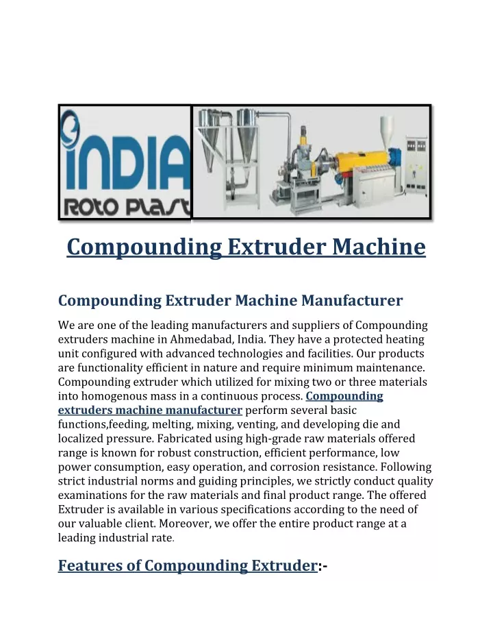 PPT - Compounding Extruder Machine PowerPoint Presentation, free ...