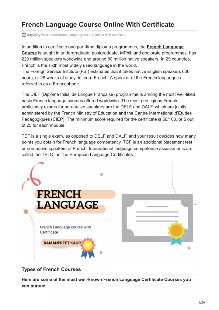 PPT - French Language Course Online With Certificate PowerPoint ...
