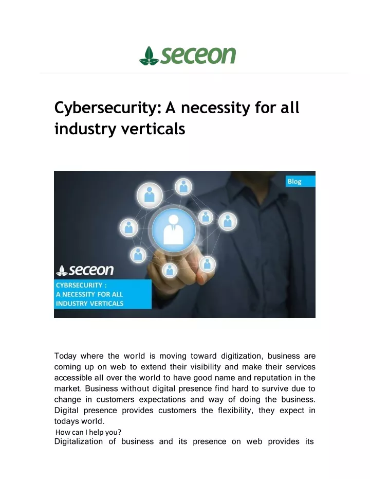 PPT - Cybersecurity A necessity for all industry verticals - Seceon PowerPoint Presentation - ID ...