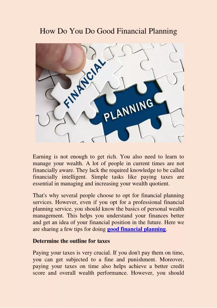 PPT - A step-by-step guide to build a personal financial plan ...