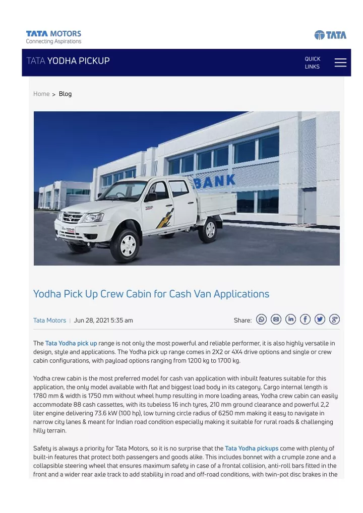 PPT - Tata pickup yodha-pick-up-crew-cabin-for-cash-van- PowerPoint ...