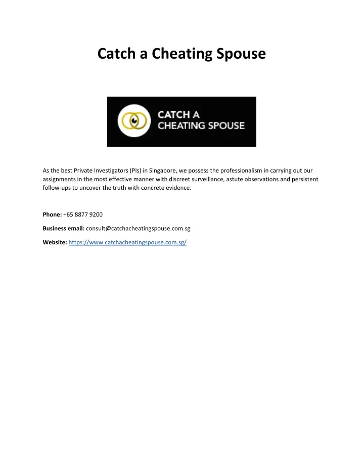 PPT - Catch a Cheating Spouse PowerPoint Presentation, free download ...