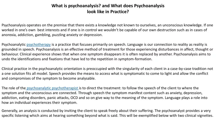 PPT - What is psychoanalysis and What does Psychoanalysis look like in ...