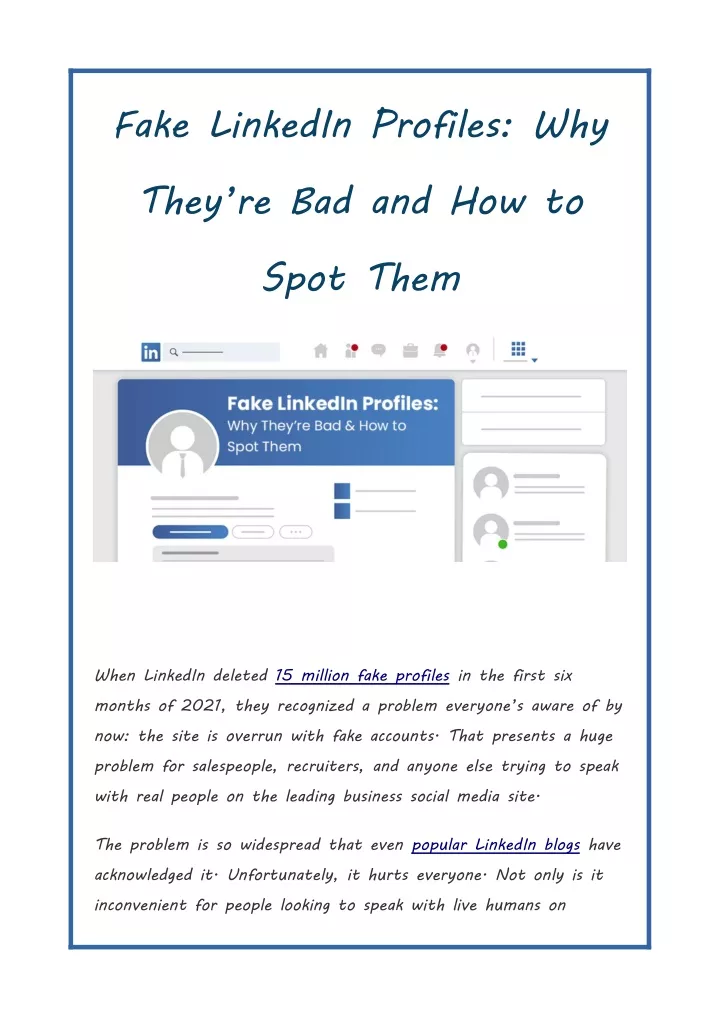 PPT - Fake LinkedIn Profiles -Why They’re Bad and How to Spot Them ...
