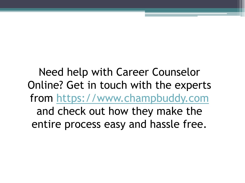 PPT - Career Counselor Online - ChampBuddy PowerPoint Presentation ...
