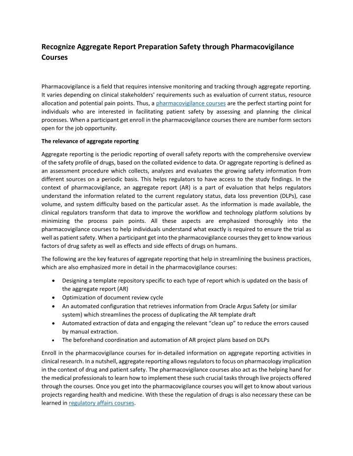 PPT - recognize Aggregate Report Preparation Safety and ...