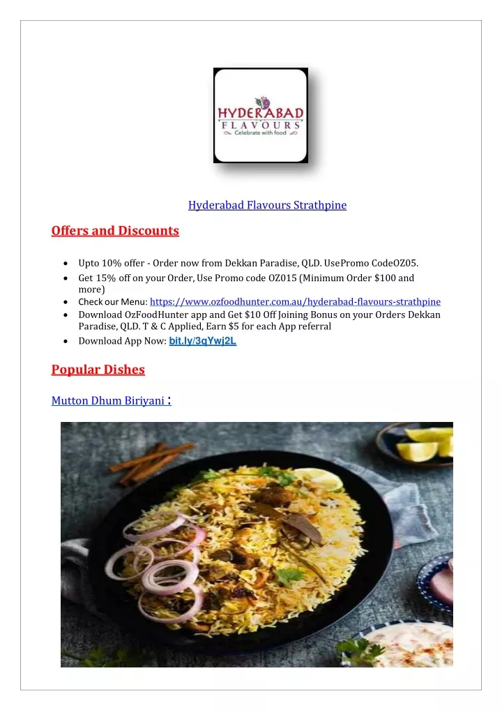 PPT - $5 off - Hyderabad Flavours Indian Restaurant Menu Strathpine ...