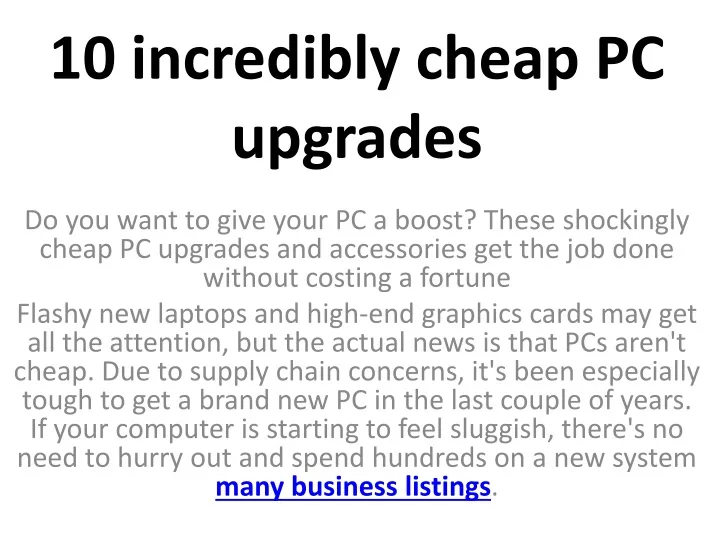 PPT - 10 incredibly cheap PC upgrades PowerPoint Presentation, free ...