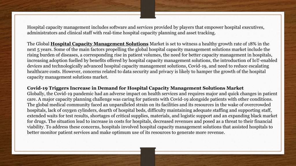 PPT - Hospital Capacity Management Solutions Market – Insights on ...