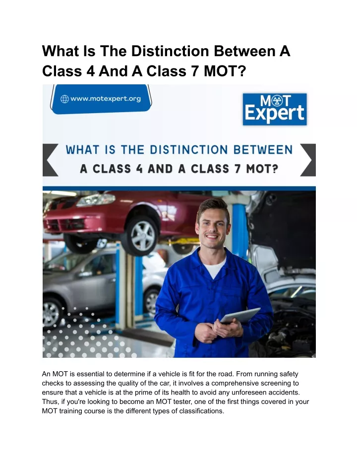 PPT - What Is The Distinction Between A Class 4 And A Class 7 MOT ...