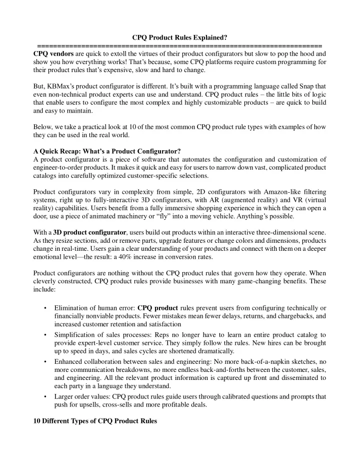 PPT - CPQ Product Rules Explained PowerPoint Presentation, free ...