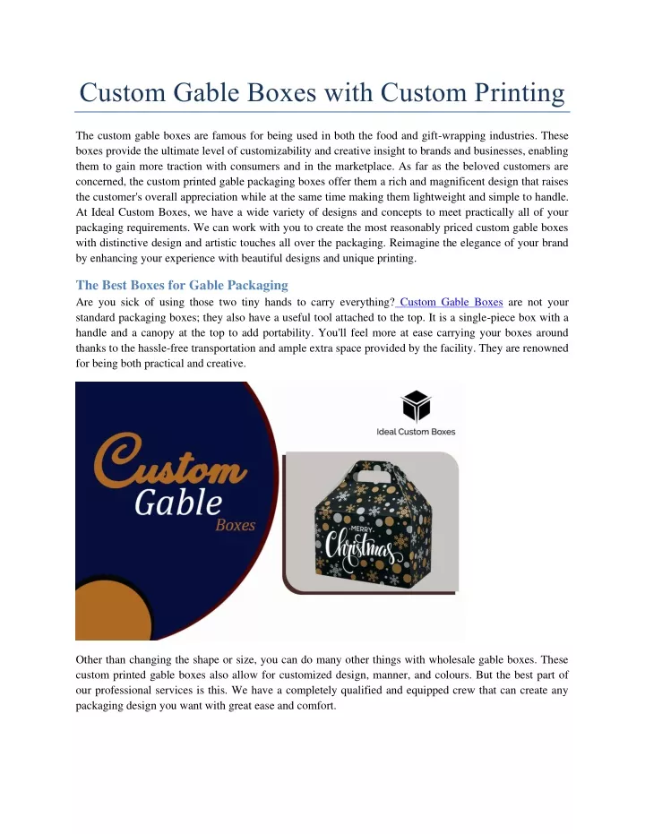 PPT - Custom Gable Boxes PowerPoint Presentation, free download - ID ...