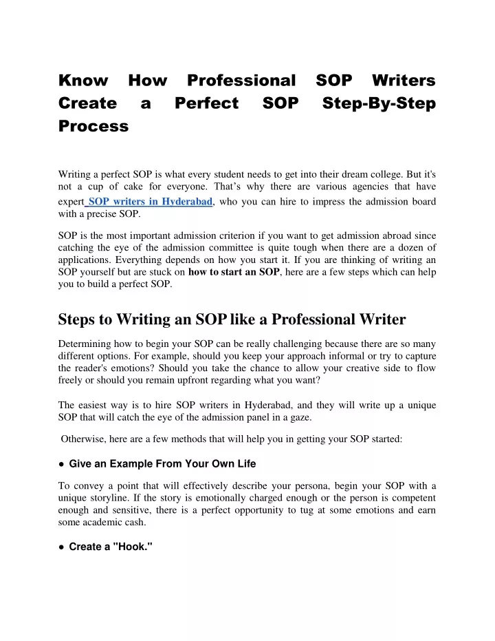 PPT - Know How Professional SOP Writers Create a Perfect SOP Step ...