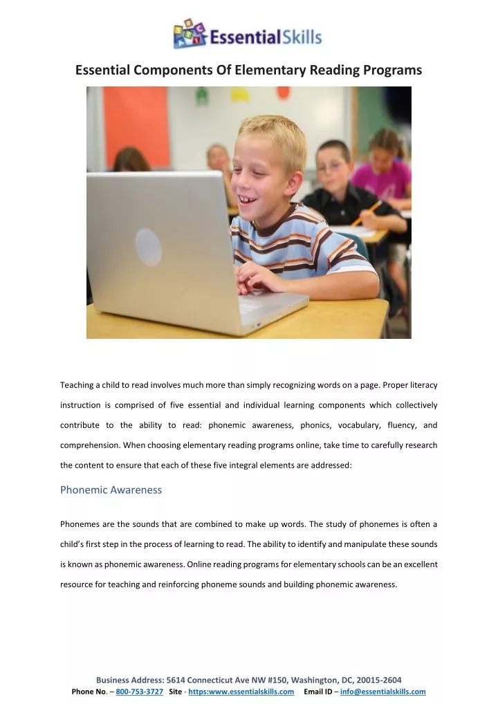 PPT - Essential Components of Elementary Reading Programs PowerPoint ...