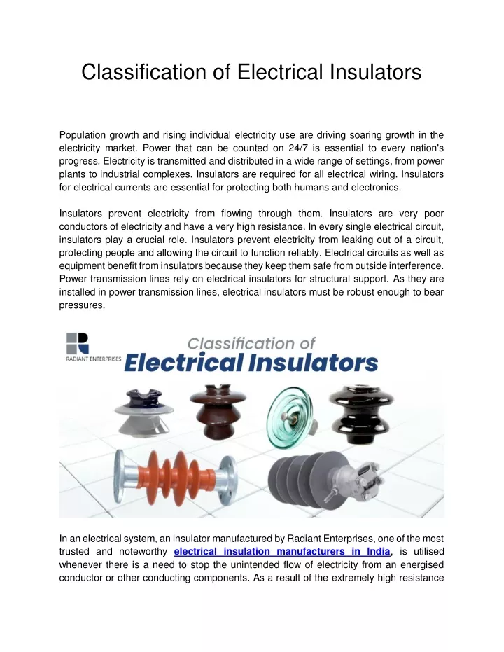 PPT - Classification of Electrical Insulators PowerPoint Presentation ...