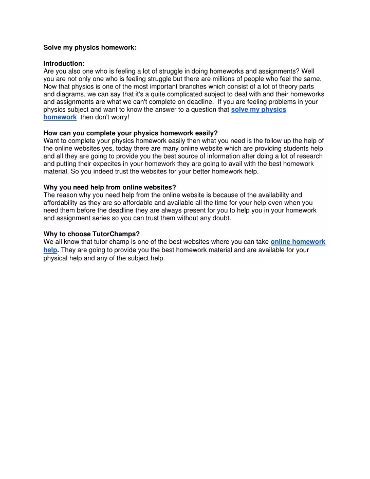 PPT - Solve my physics homework PowerPoint Presentation, free download ...