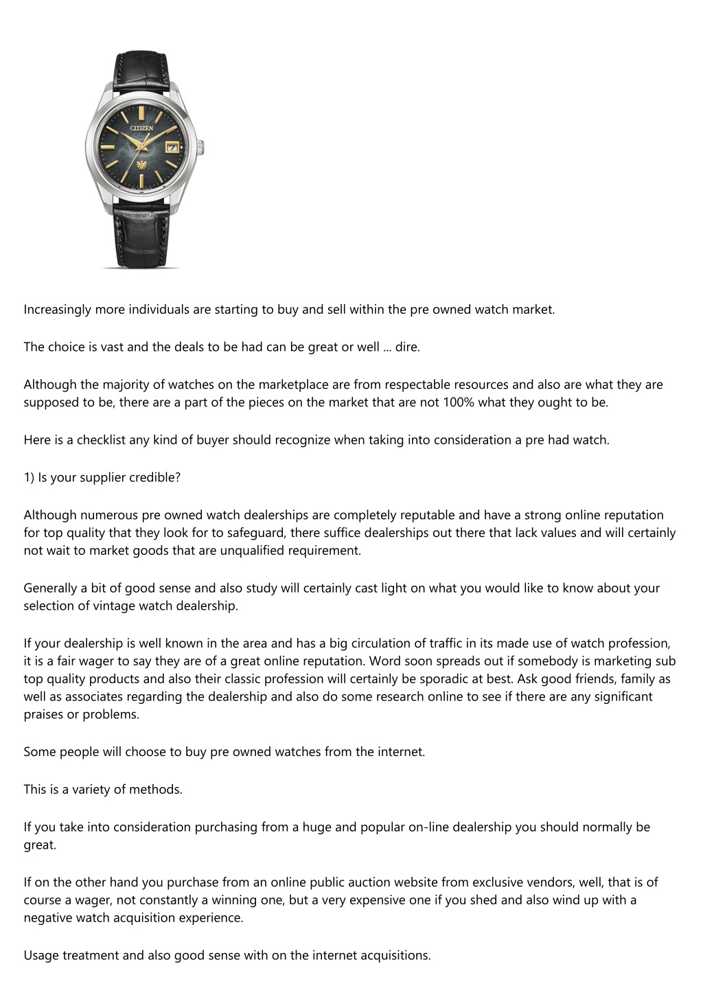 PPT - Pre Owned Watches - A Purchaser's Checklist PowerPoint ...