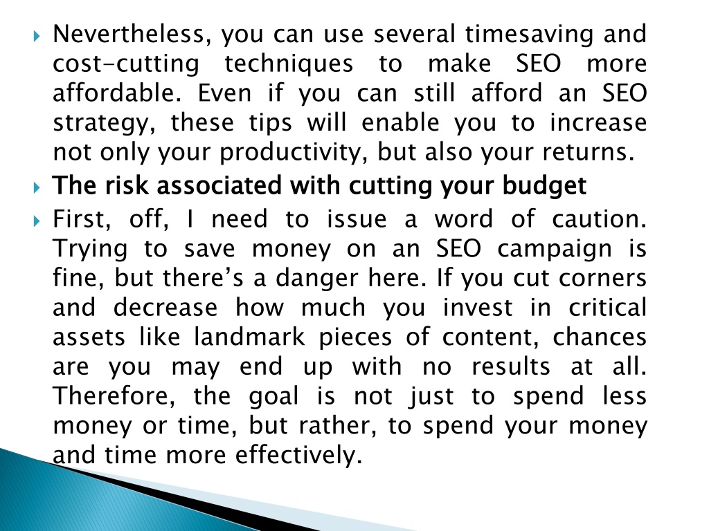 PPT - Ways to save money And time on your seo campaigns PowerPoint ...