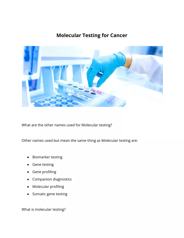 PPT - Molecular Testing for Cancer PowerPoint Presentation, free ...