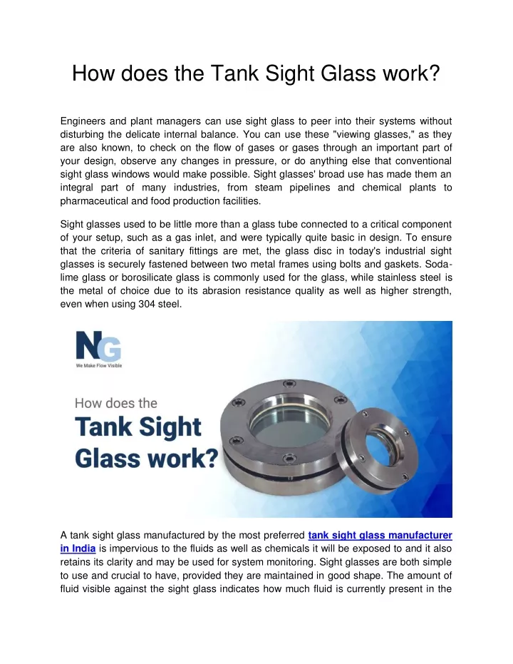 PPT - Noble Glass Works - SEO Blog - How does the Tank Sight Glass work ...