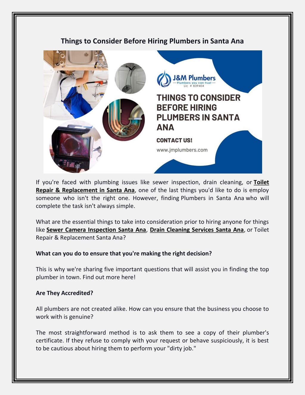 PPT - Things to Consider Before Hiring Plumbers in Santa Ana PowerPoint ...