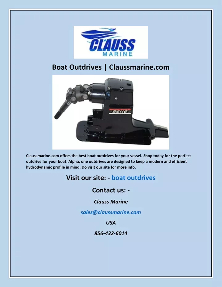 PPT - Boat Outdrives Claussmarine com PowerPoint Presentation, free ...
