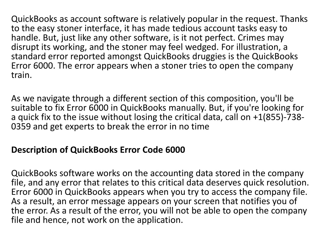 PPT - Fix the Common QuickBooks Error 6000 in Easy Ways PowerPoint ... PPT - Fix the Common QuickBooks Error 6000 in Easy Ways PowerPoint ...