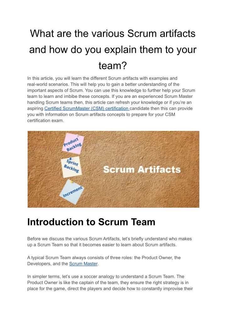 PPT - What are the various Scrum artifacts and how do you explain them ...