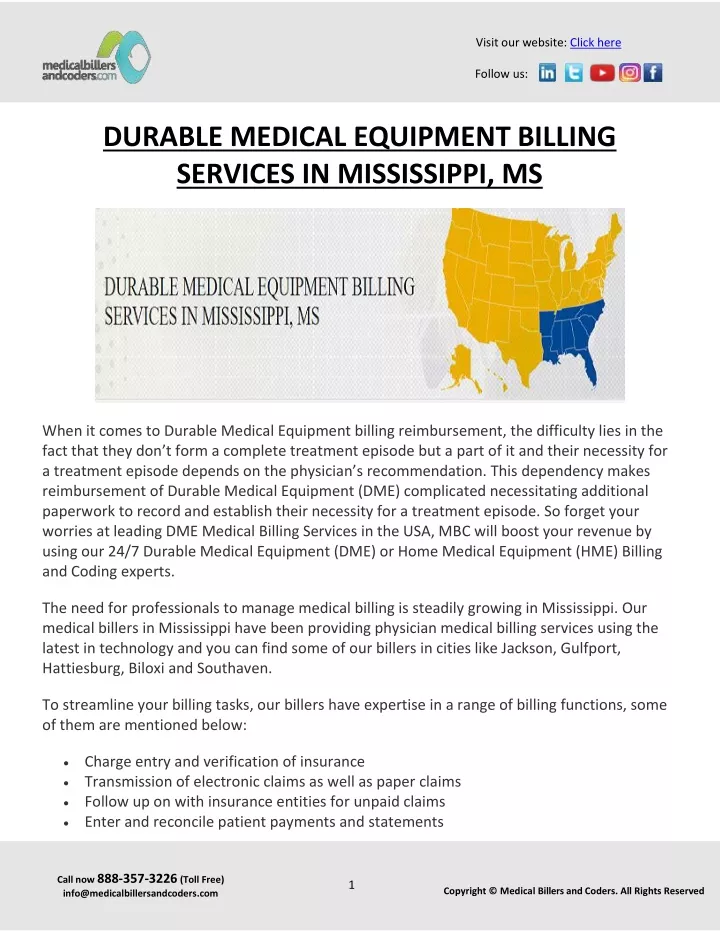 PPT - DURABLE MEDICAL EQUIPMENT BILLING SERVICES IN MISSISSIPPI, MS ...