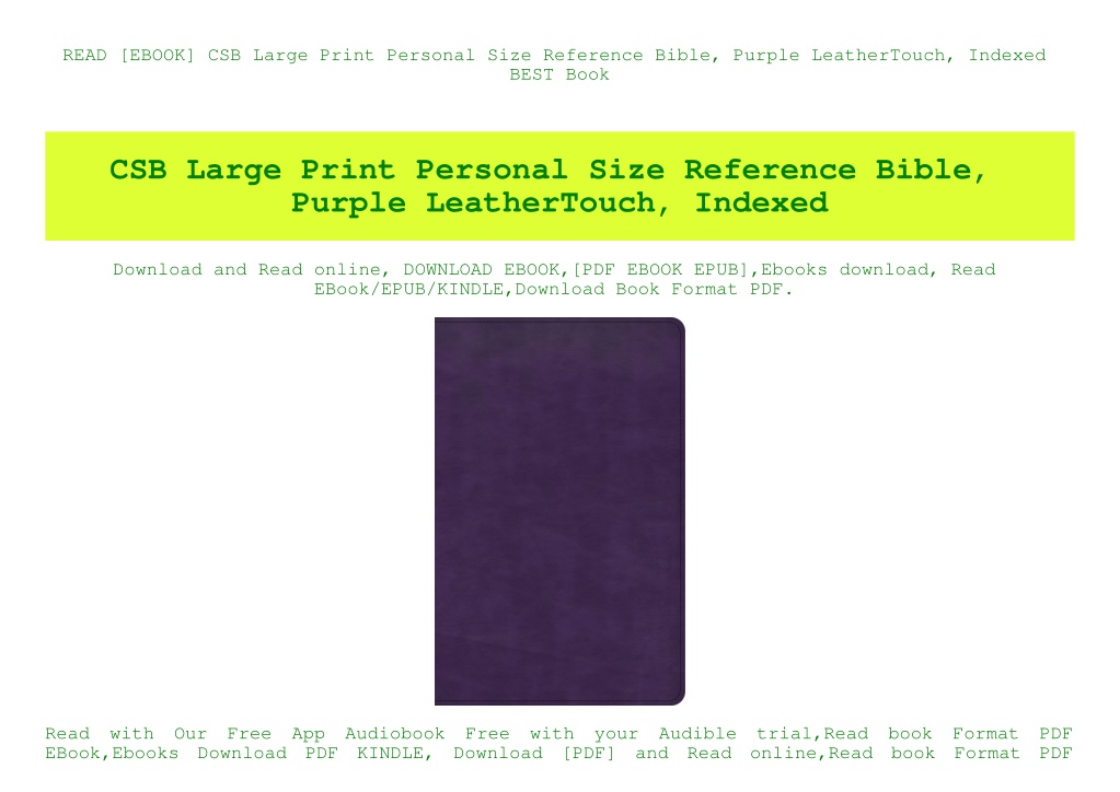 PPT - READ [EBOOK] CSB Large Print Personal Size Reference Bible Purple ...